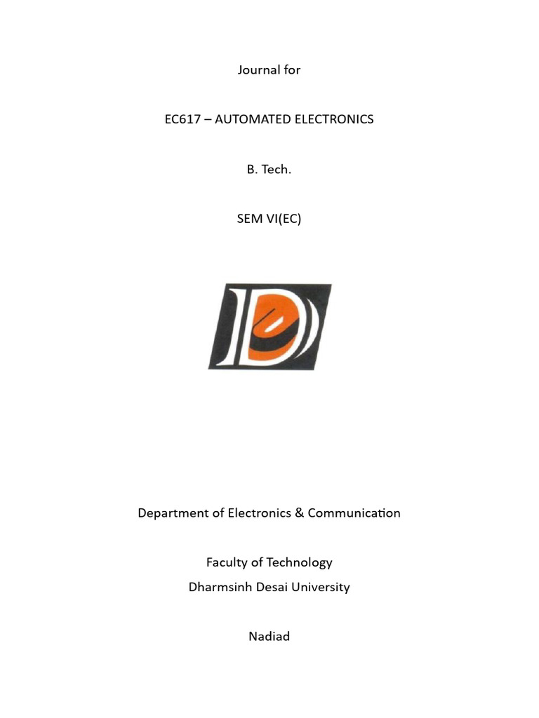Automated Electronics Journal - B.Tech VI | PDF | Programmable Logic ...