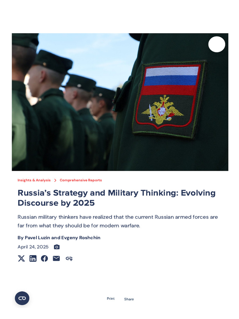 Russia's Evolving Military Strategy 2025 | PDF | Deterrence Theory ...