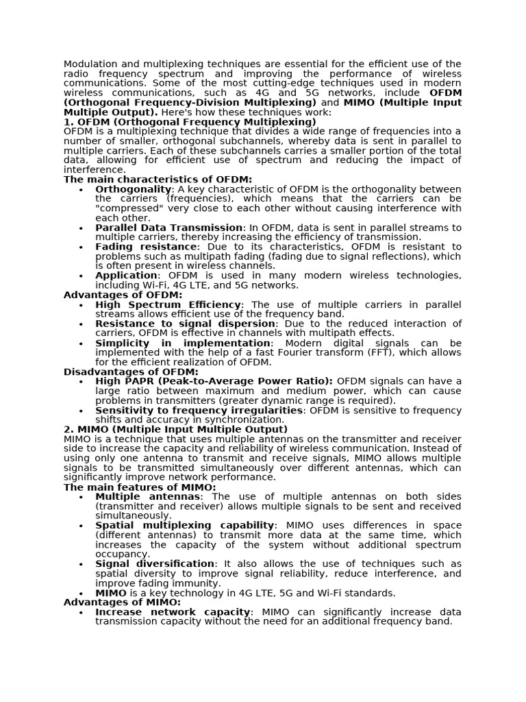 Modulation and Multiplexing Techniques Are Essential For The Efficient Use of The Radio ...