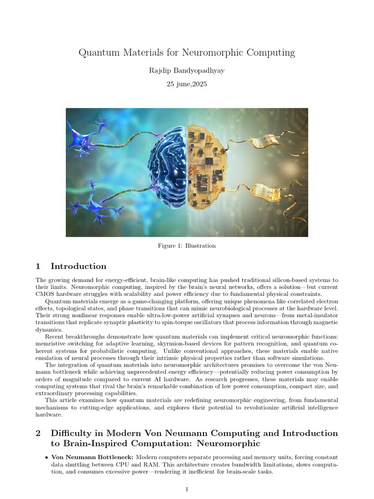 Quantum Materials For Neuromorphic Compution | PDF
