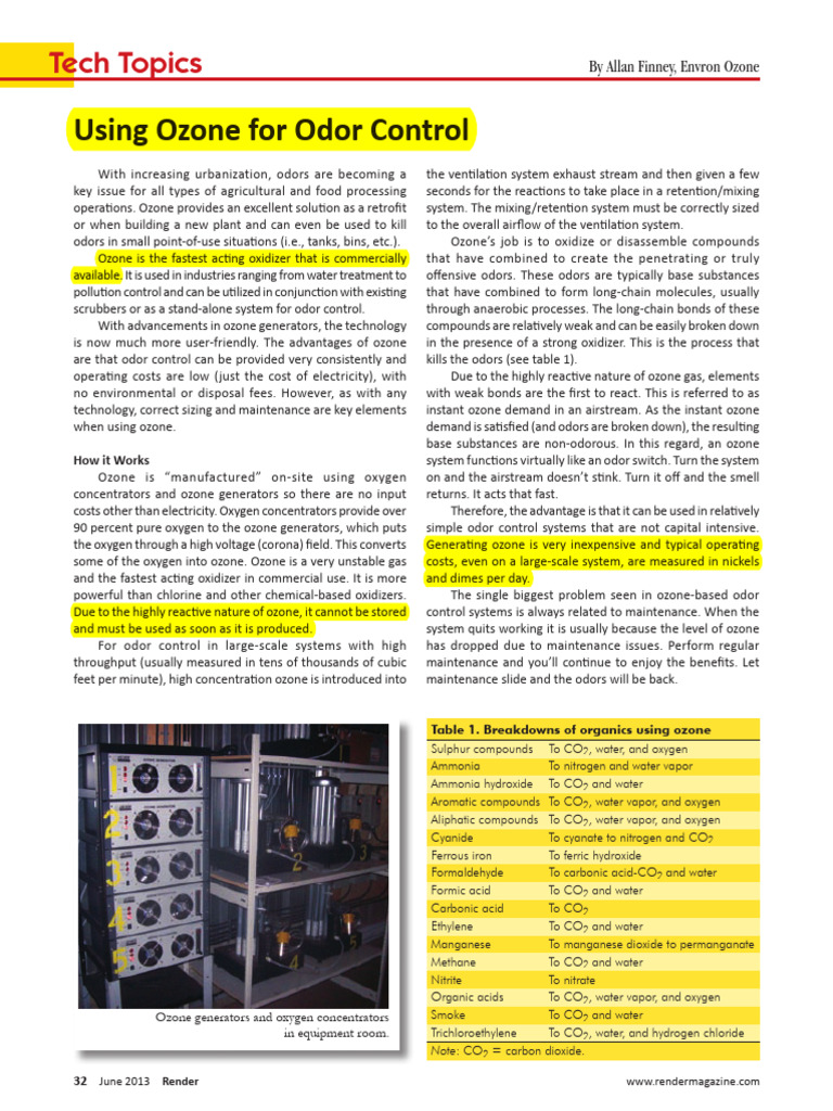 Ozone Technology for Effective Odor Control | PDF | Ozone | Carbon Dioxide