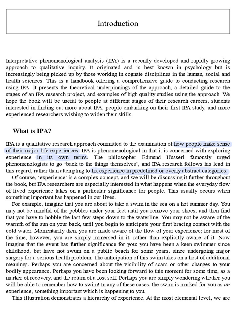 Guide to Interpretative Phenomenological Analysis | PDF | Phenomenology ...