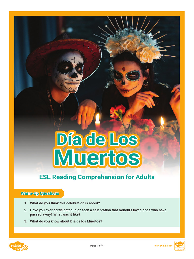 Día de los Muertos Reading Comprehension | PDF | English As A Second Or ...