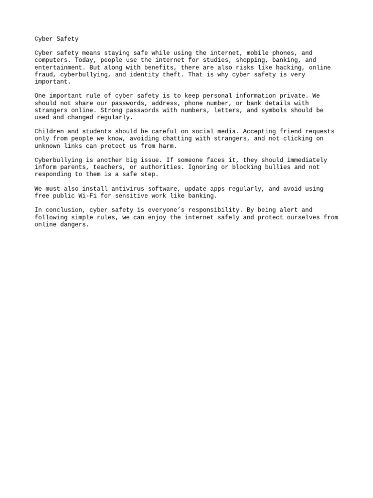 Cyber Safety Guidelines for Everyone | PDF
