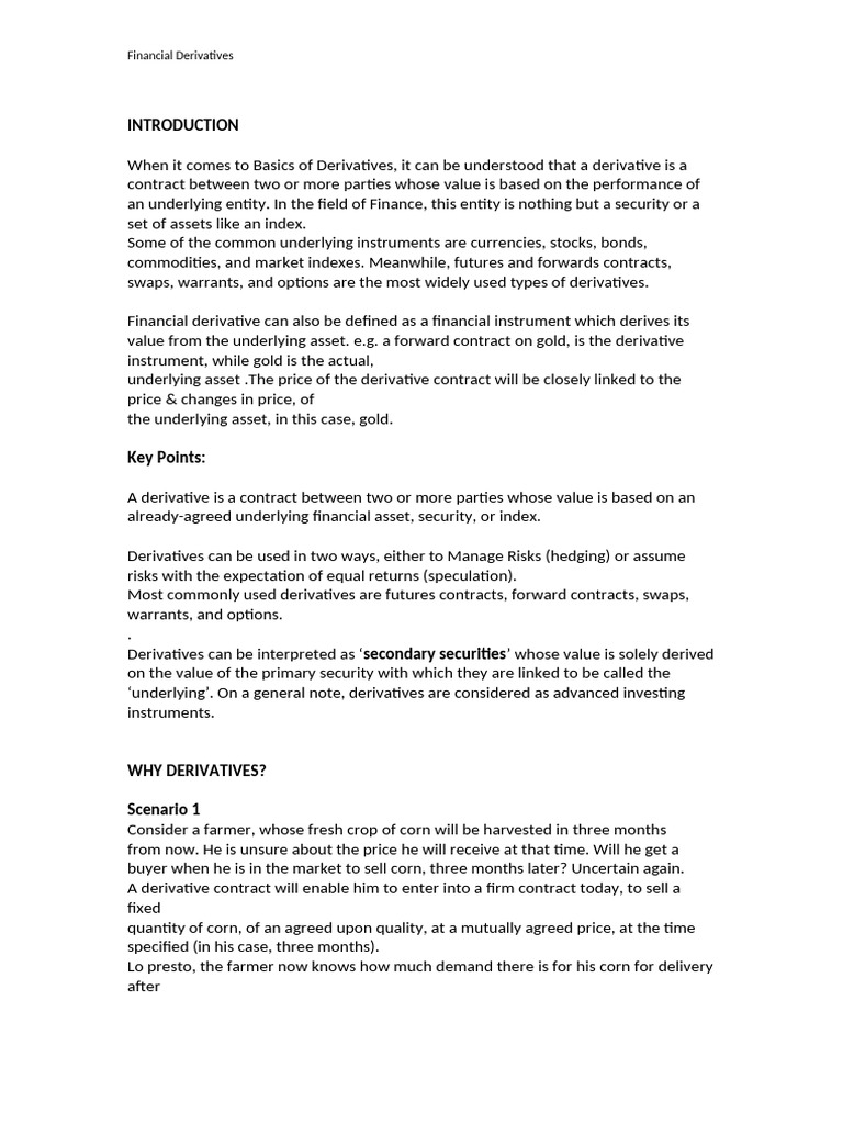 Understanding Financial Derivatives Basics | PDF | Derivative (Finance ...