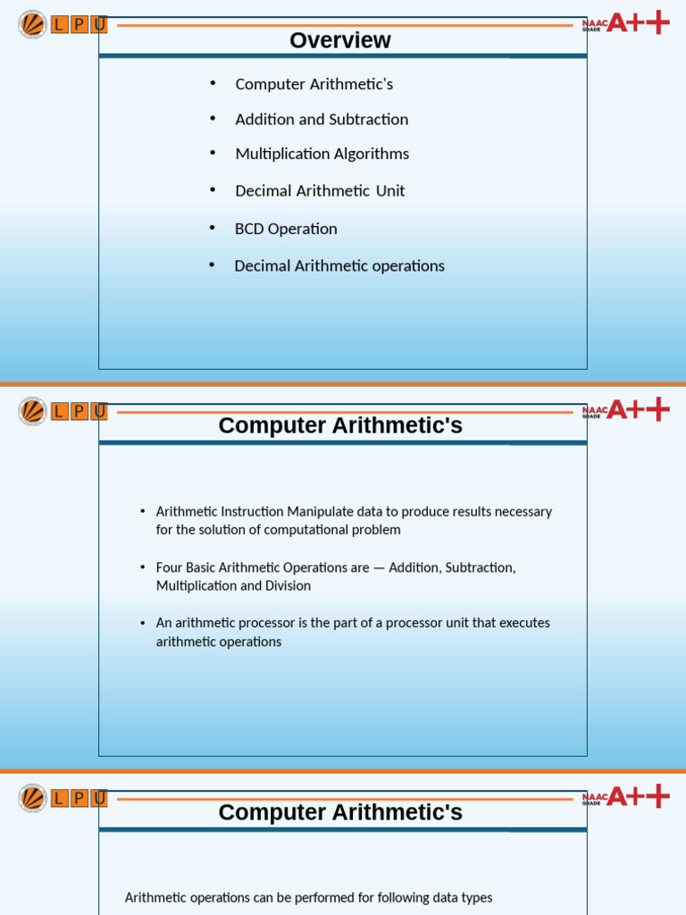 Computer Arithmetic Operations Explained | PDF | Binary Coded Decimal ...
