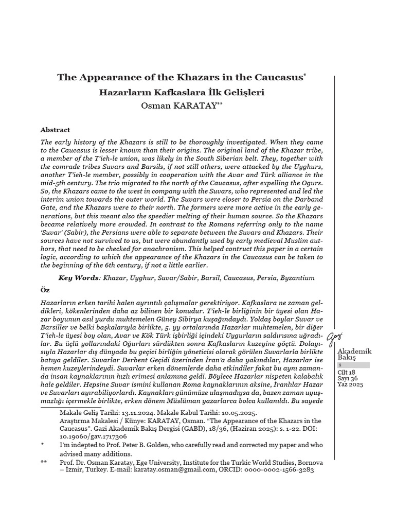 Khazars' Arrival in the Caucasus History | PDF