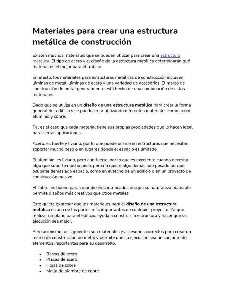 Materiales para Estructuras Metálicas | PDF