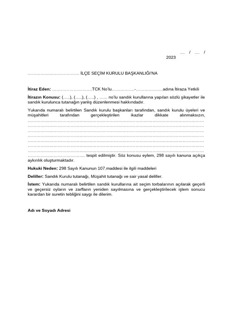 Ornek Itiraz Dilekcesi | PDF