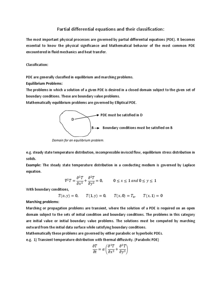 Partial Differential Equations and Their Classification:: Equilibrium ...
