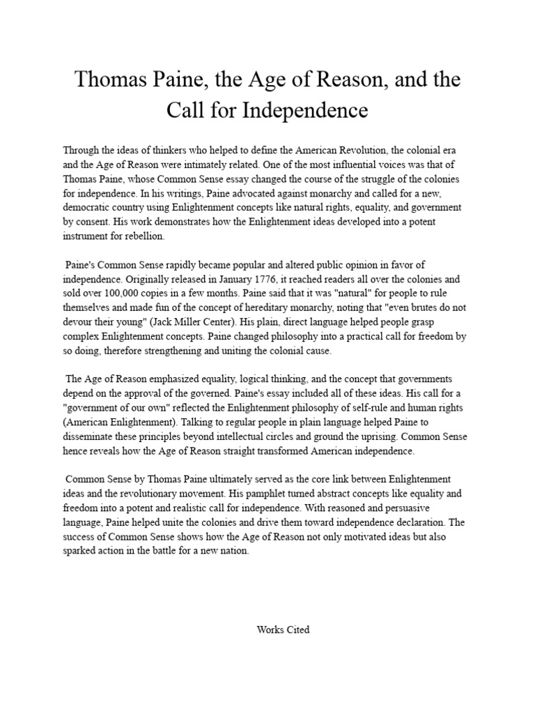 Paine's Common Sense and American Independence | PDF | Thomas Paine ...