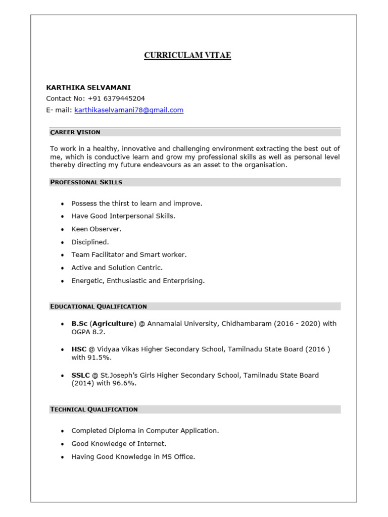 Karthika Resume | PDF
