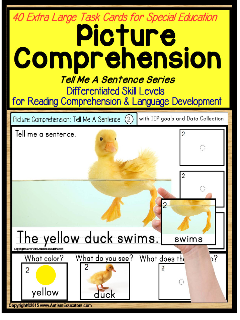 AutismEducators - PDF Picture Comprehension EXTRA LARGE TASK CARDS Tell ...