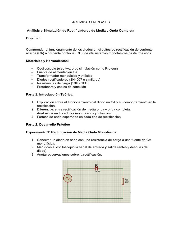 Actividad en Clases - 3rectificador Oc - Ac | PDF | Rectificador | Energia electrica