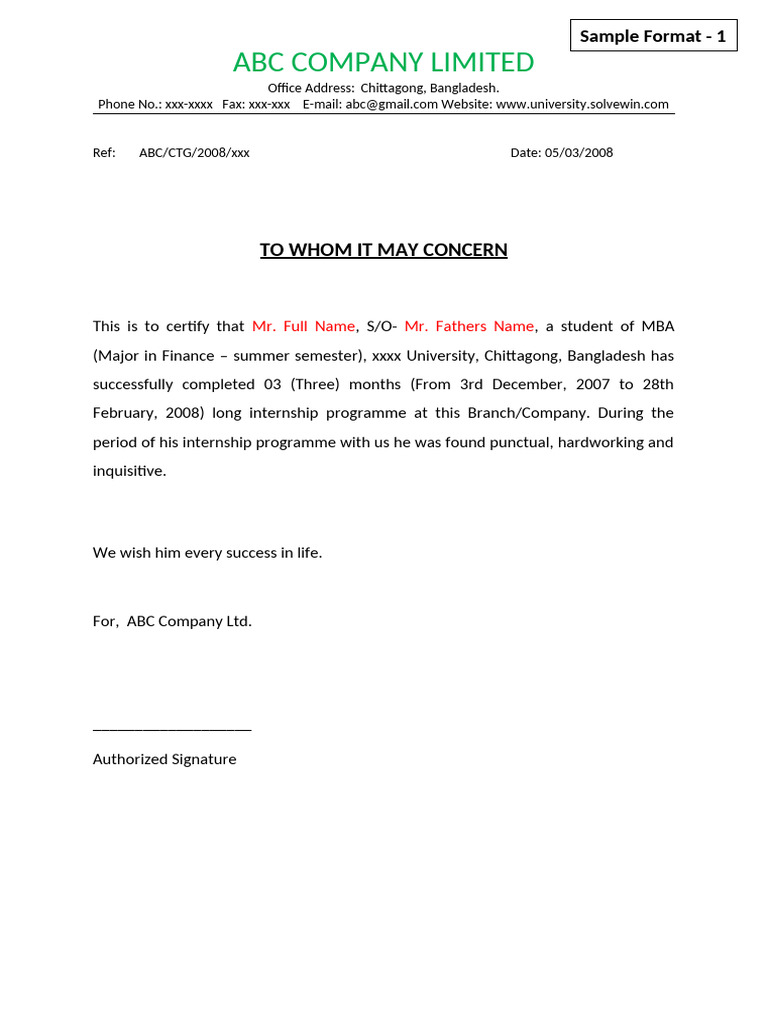 Summer Internship Completion Certificate Format Sample | PDF