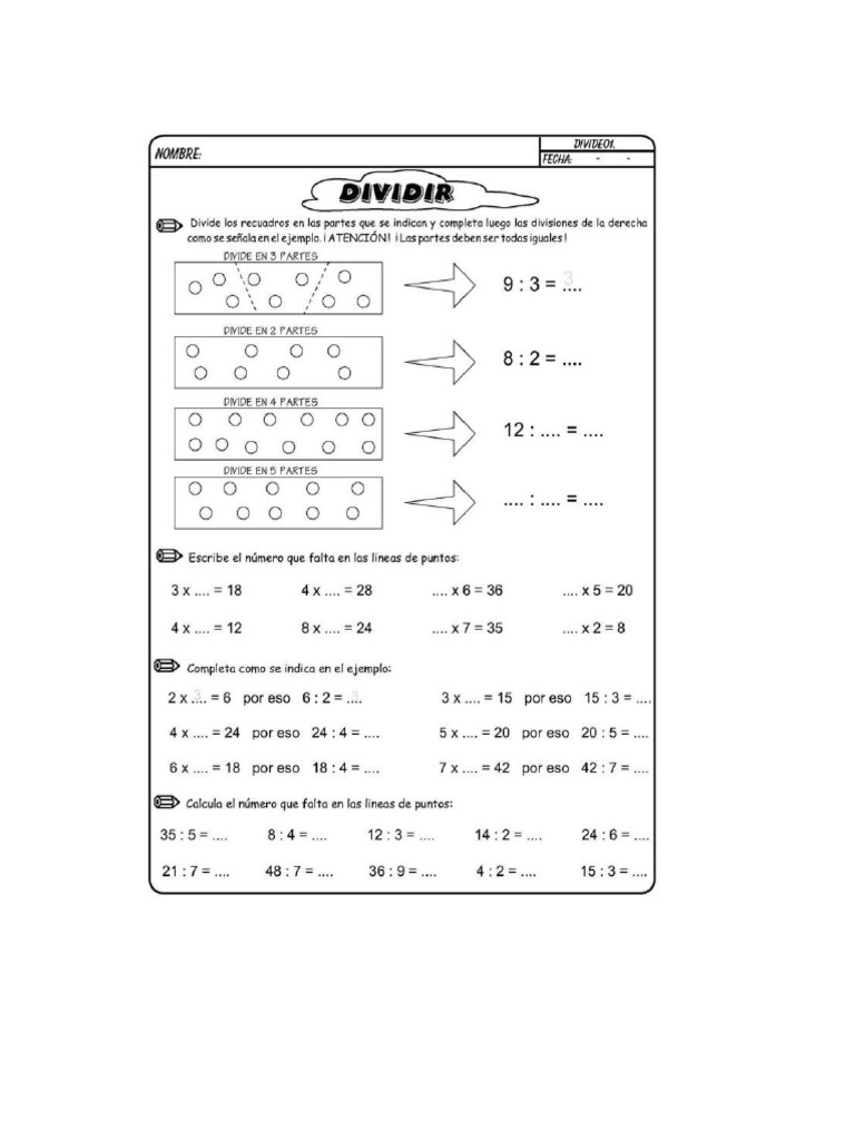 Ejercicio Divisiones Segundo Grado | PDF