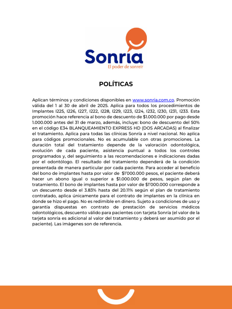 Promoción de Implantes y Blanqueamiento Sonría | PDF
