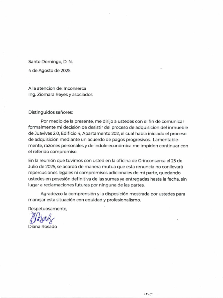 Carta Diana Rosado | PDF