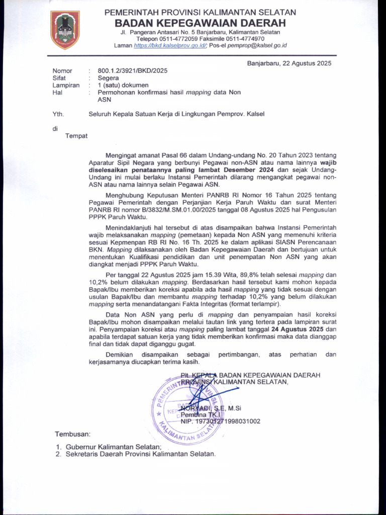 Hasil Mapping Data Non Asn | PDF