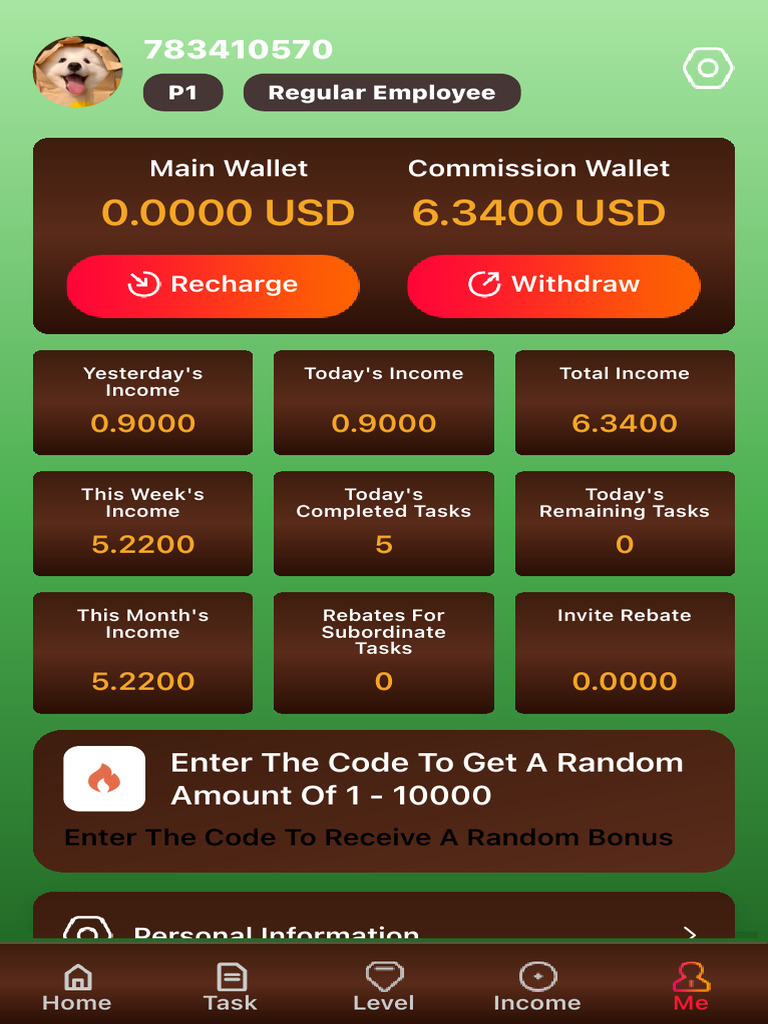 Employee Wallet and Income Overview | PDF
