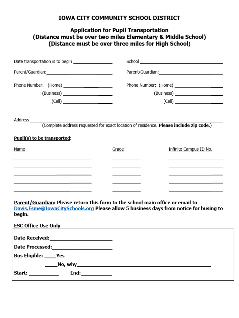 School Transportation Address Change Form | PDF