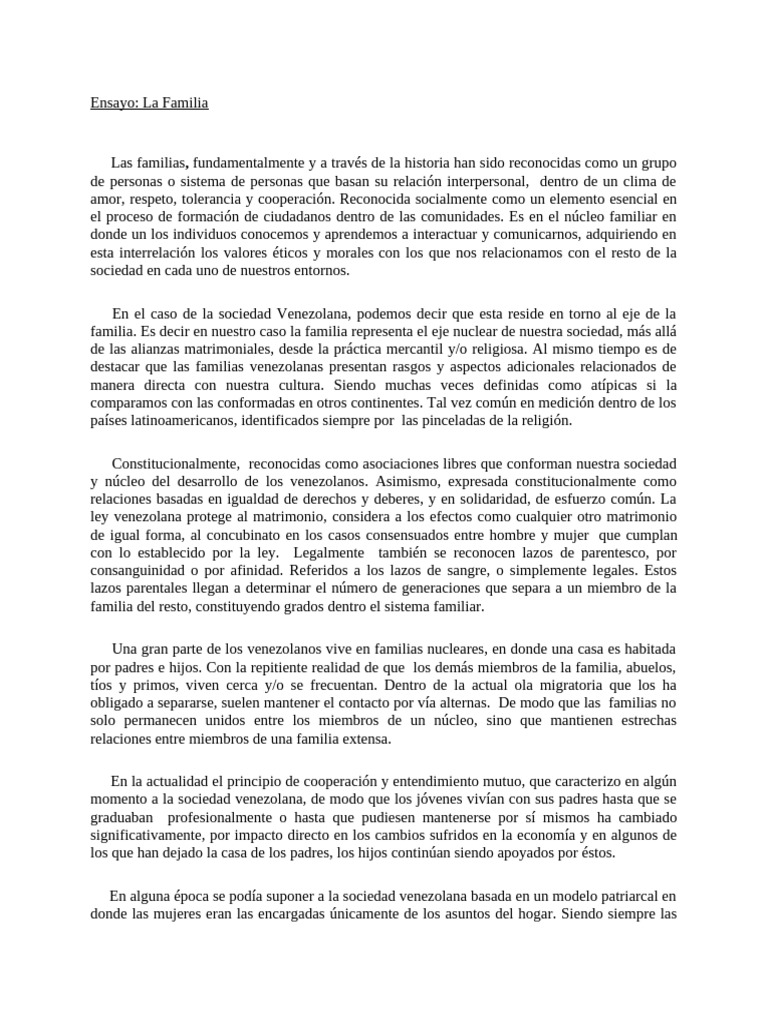 Ensayo de La Familia | PDF | Familia | Matrimonio