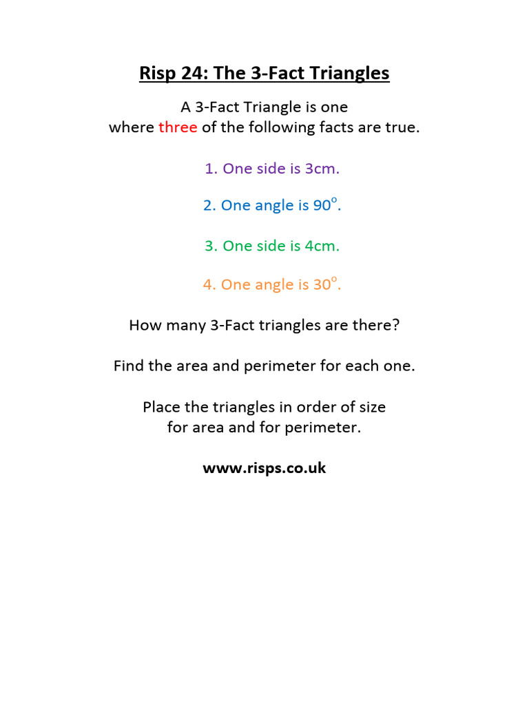3 Fact Triangles Worksheet | PDF