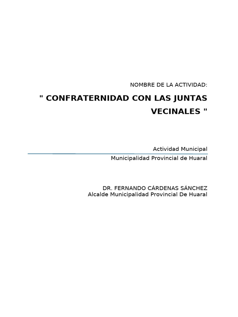 Carpeta Ejecutiva - Confraternidad Con Las Juntas Vecinales | PDF | Gobierno