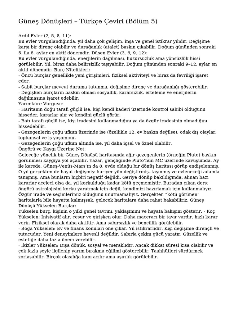 Solar Returns Turkce Ceviri Bolum5 | PDF