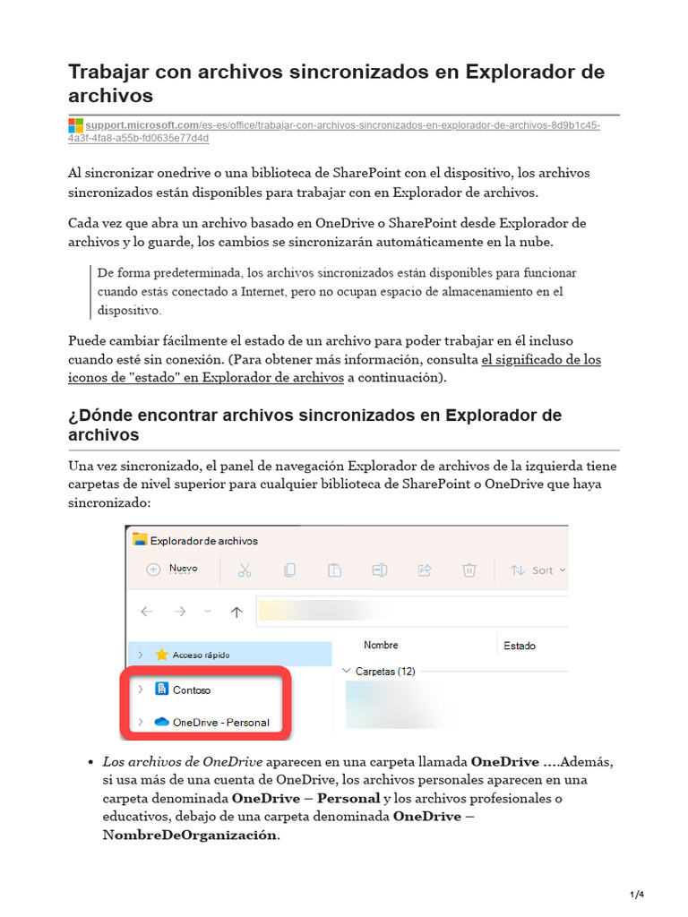 Trabajar con archivos sincronizados en Explorador de archivos | PDF | Archivo de computadora ...