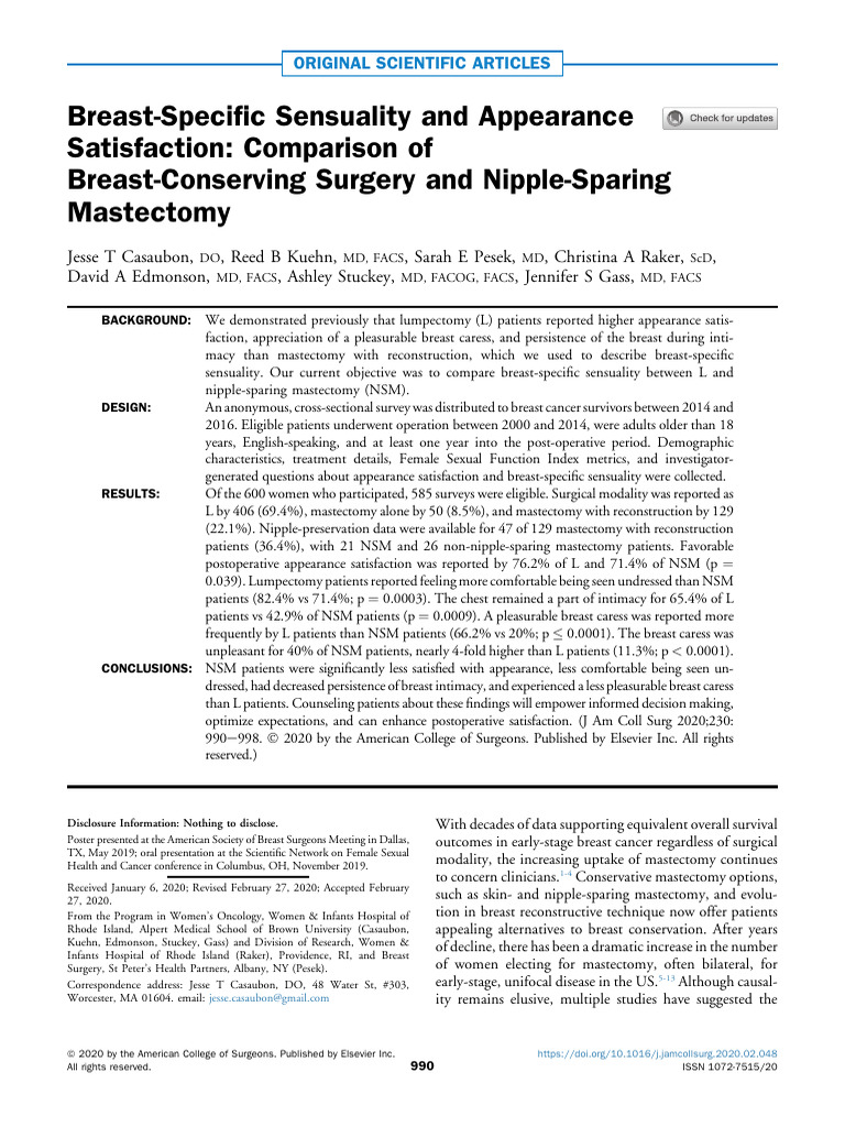 Breast Sensuality: Lumpectomy vs. NSM | PDF | Mastectomy | Breast Cancer