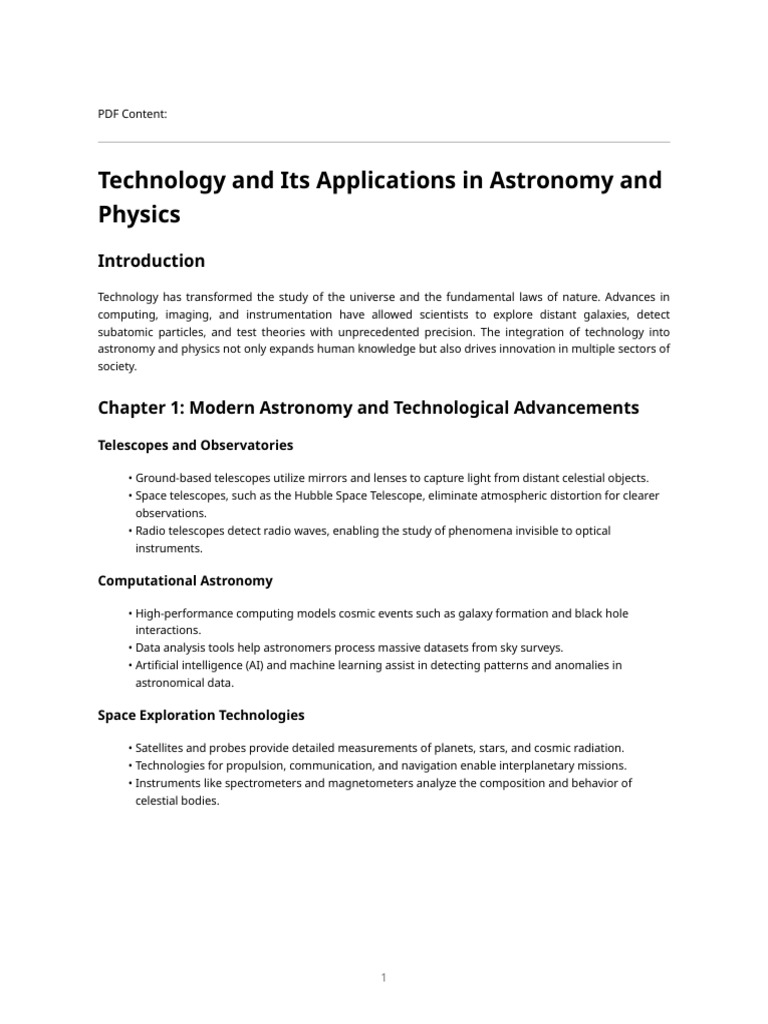 Technology's Role in Astronomy & Physics | PDF | Astronomy | Physics