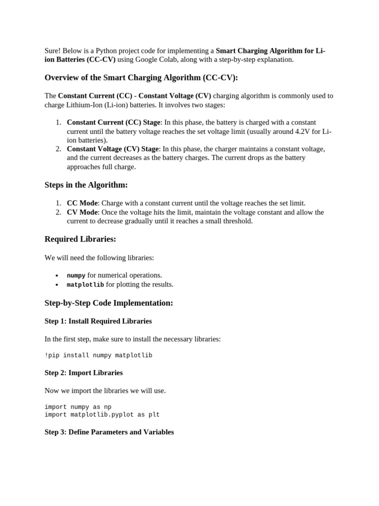 Smart Charging Algorithm for Li-ion Batteries | PDF | Lithium Ion ...