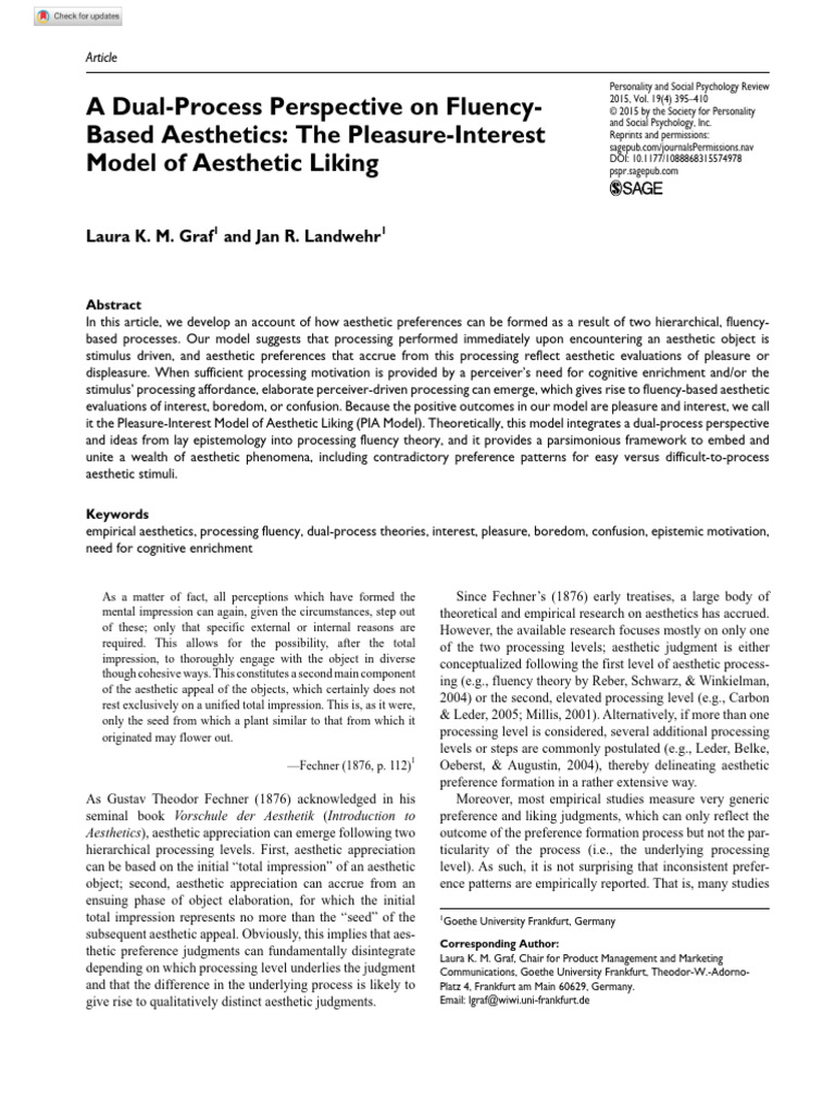 Pleasure-Interest Model in Aesthetics | PDF | Affect (Psychology ...