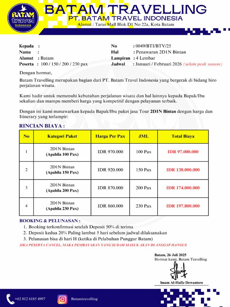 2d1n Bintan (200 Pax) #Revisi | PDF