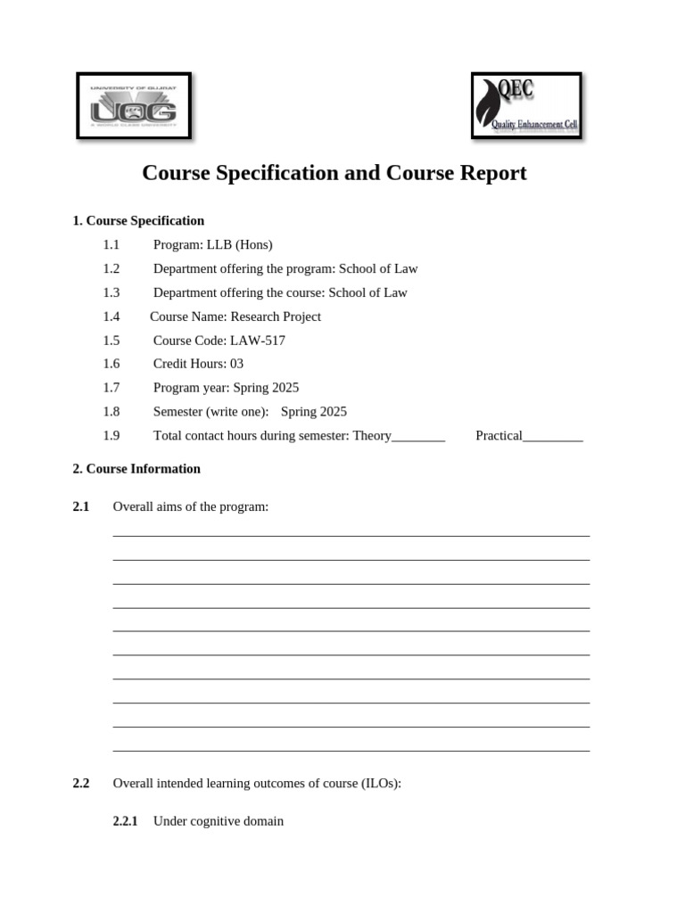 LLB Research Project Course Overview | PDF | Learning
