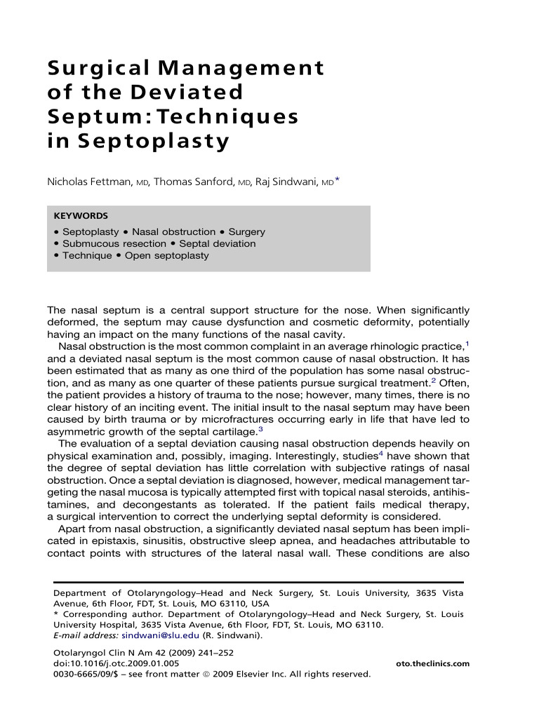Surgical Management of Deviated Septum | PDF | Human Nose | Respiratory ...