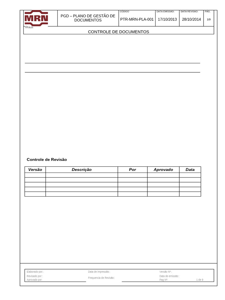 PTR-MRN-DIR-0001 Controle de documentos | PDF