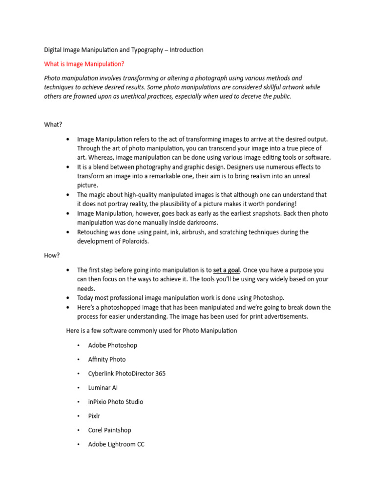 1 Digital Image Manipulation and Typography Introduction | PDF | Image ...