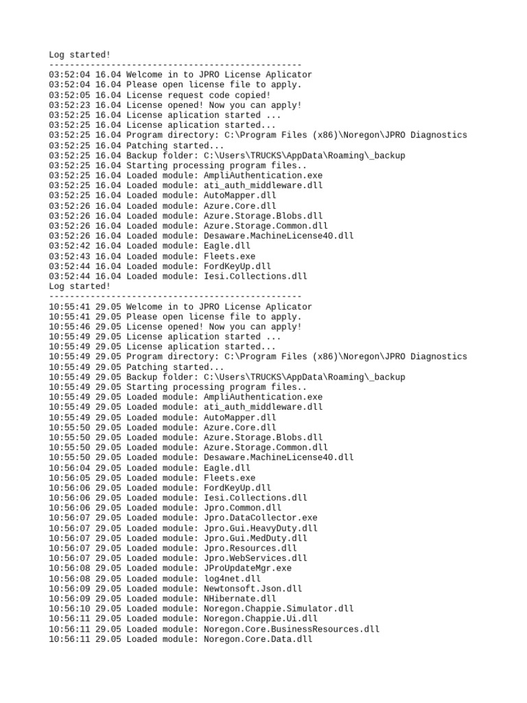 JproLicenseAplicator Log | PDF | Computer File | Directory (Computing)