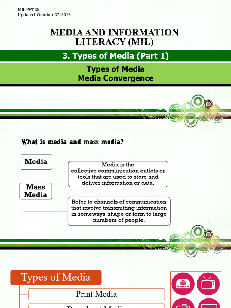 Media and Information Literacy (Mil) : 3. Types of Media (Part 1) | PDF ...