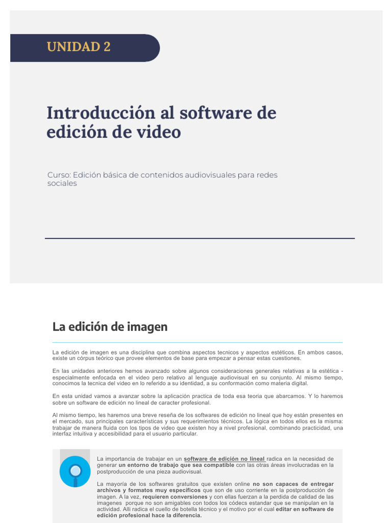 U2 - Introducción Al Software de Edición de Video | PDF | Microprocesador | Software