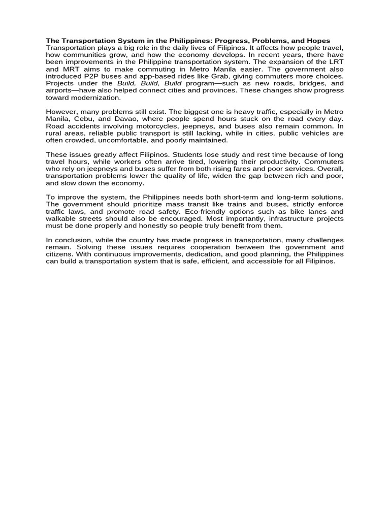 Essay On Transportation Engineering | PDF