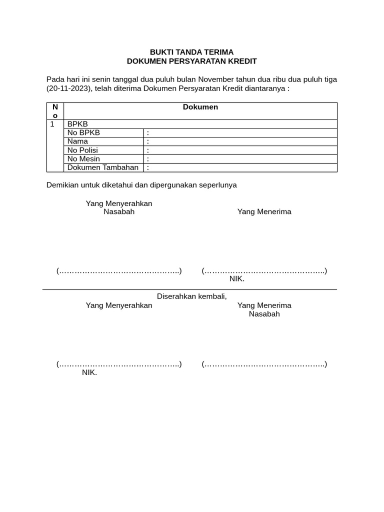 Tanda Terima BPKB | PDF