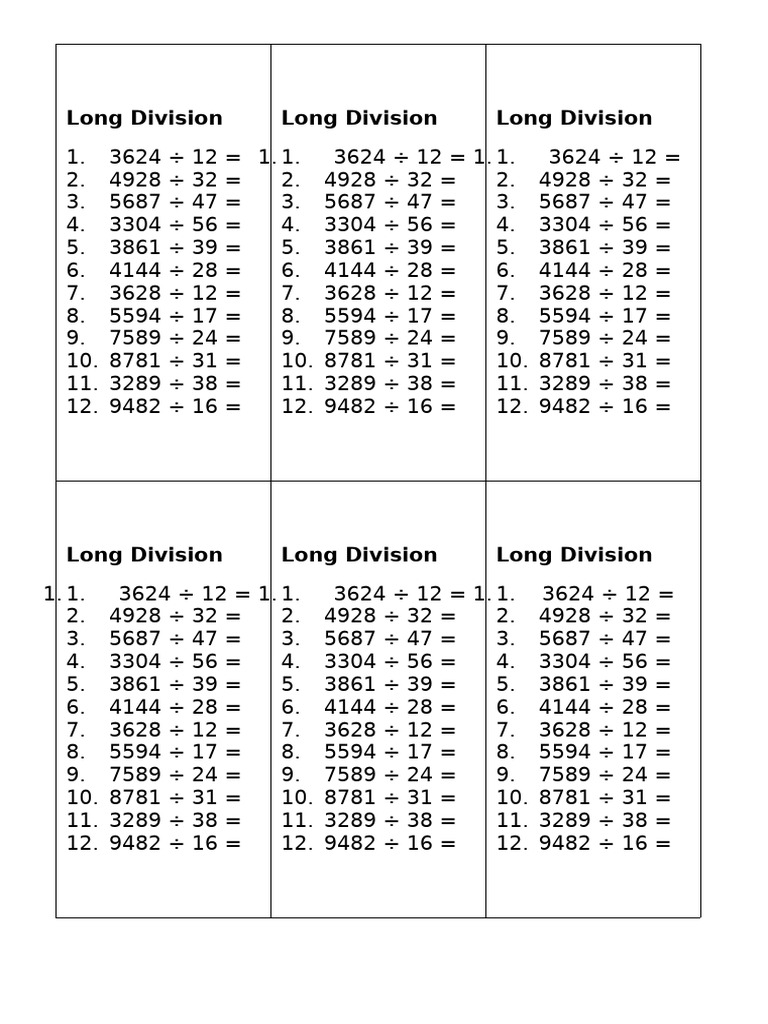 Tuesday - Long Division | PDF