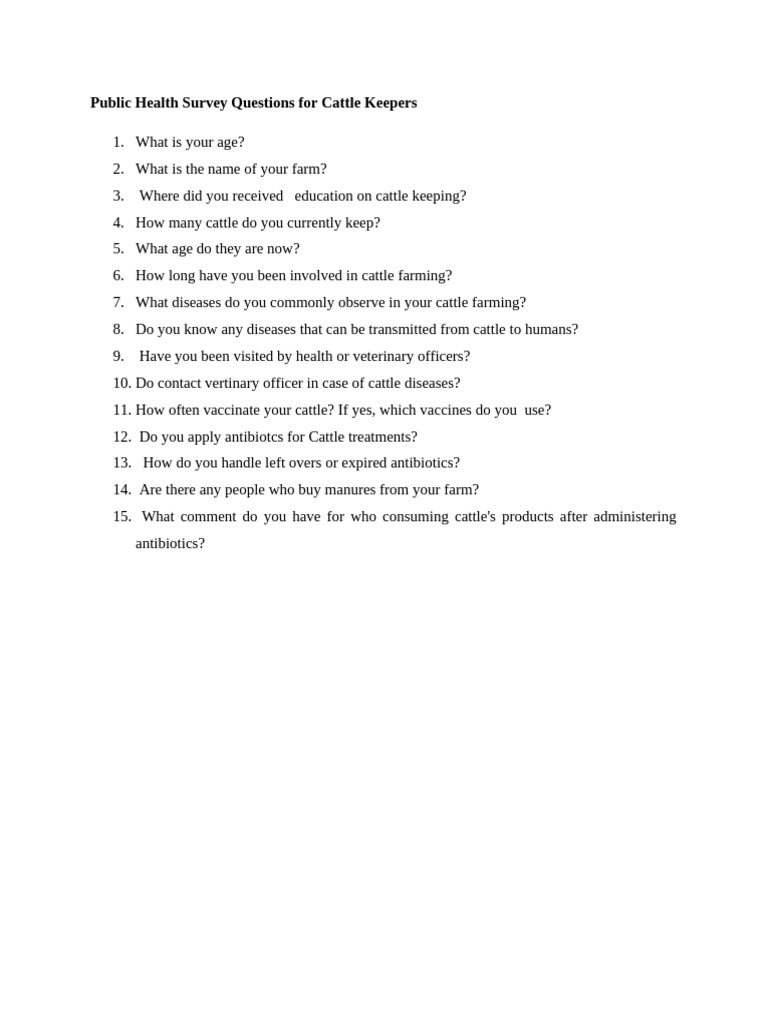 Public Health Survey Questions-1 | PDF