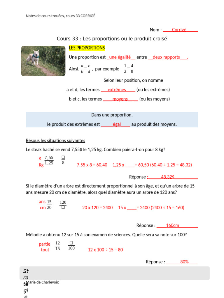 Proportions et produits croisés expliqués | PDF