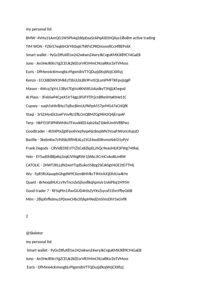BullX - Influencers Wallets | PDF
