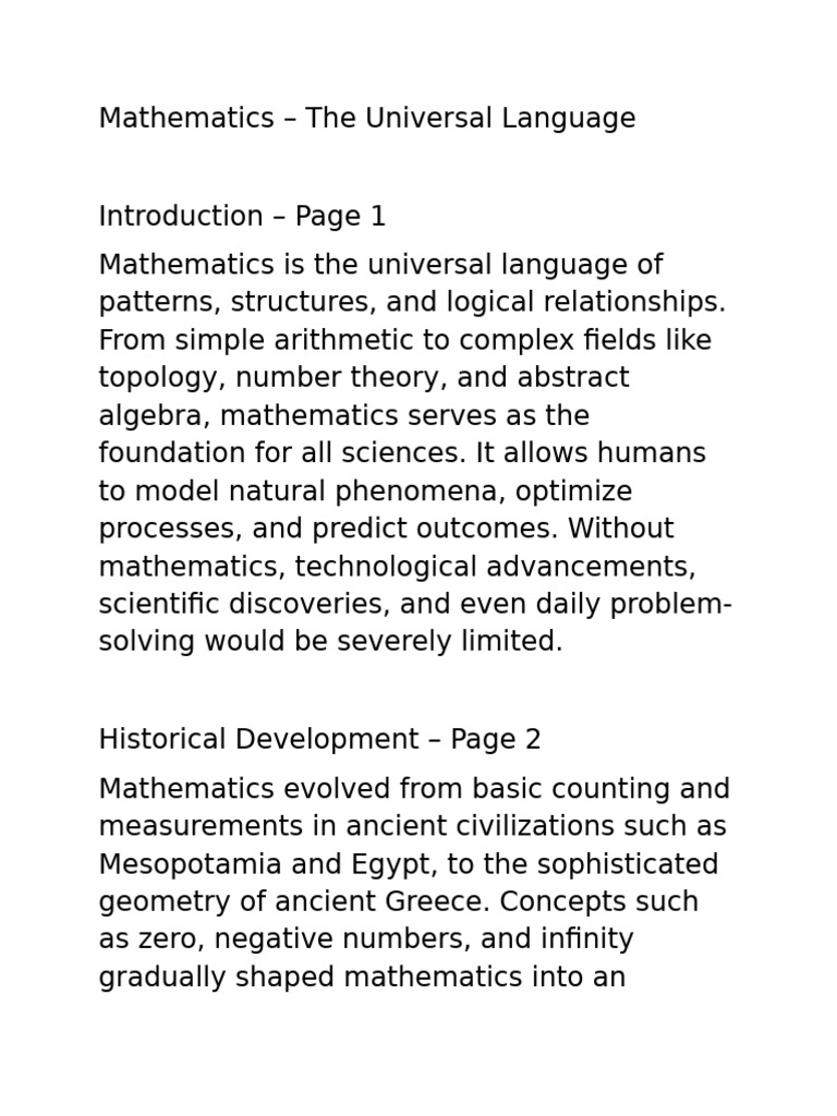 Mathematics - The Universal Language | PDF | Mathematics | Algebra
