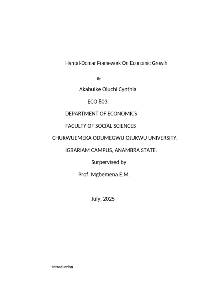 Harrod-Domar Model of Economic Growth | PDF | Economic Growth ...